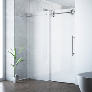 VIGO Elan 56-60" W x 74" H Sliding Frameless Shower Door with 3/8" Frosted Glass & Reviews | Wayfair
